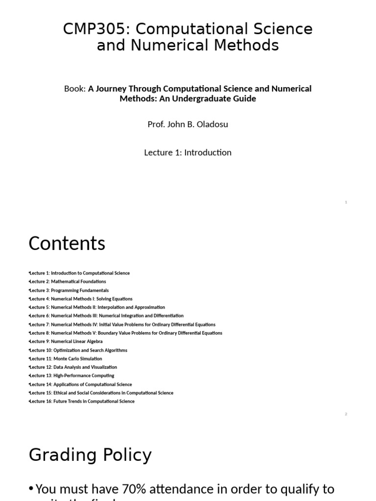 CMP305 Computational Science and Numerical Methods | PDF | Computational Science | Numerical ...