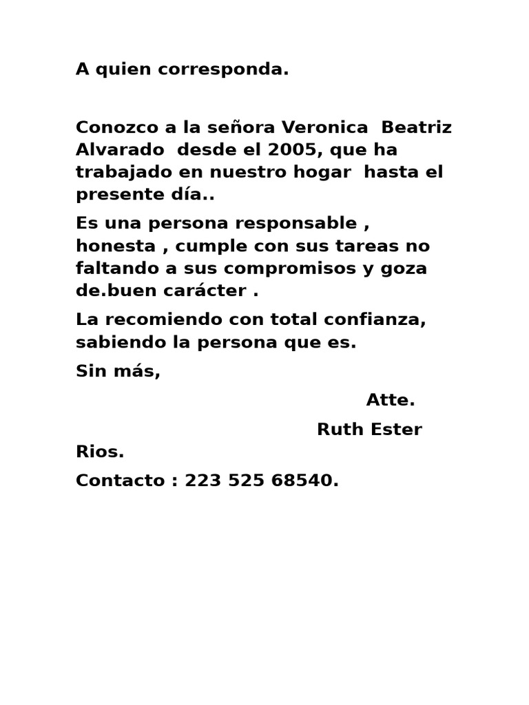 Recomendacion Vero | PDF