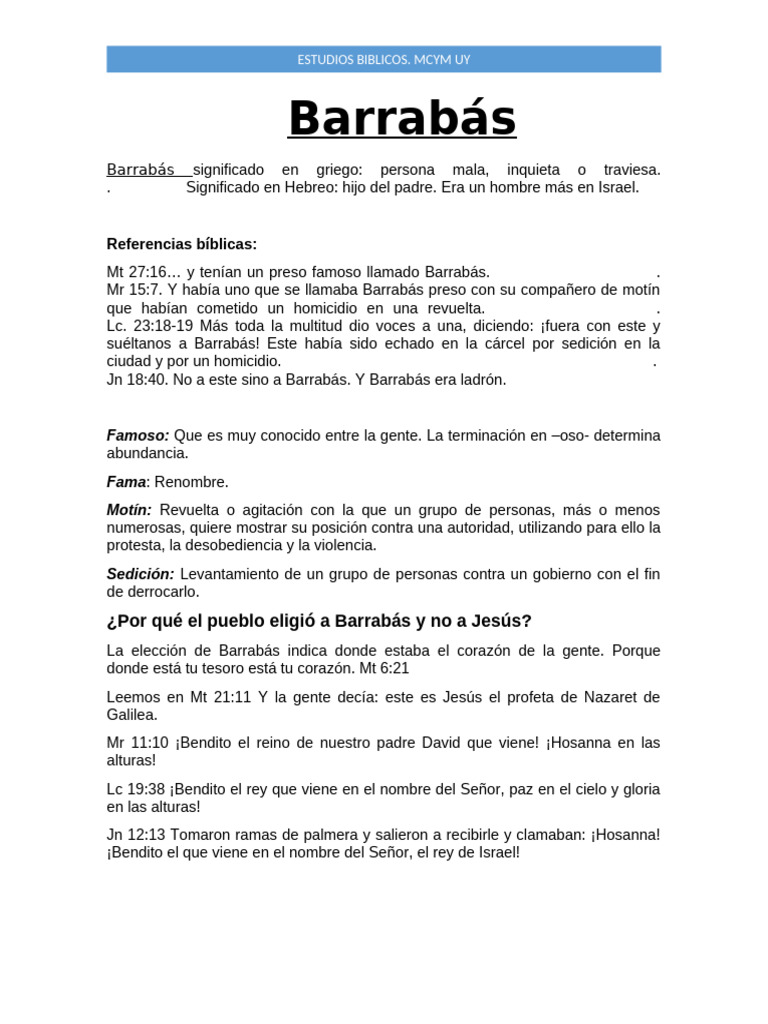 Significado y elección de Barrabás | PDF | Barrabás | Jesús