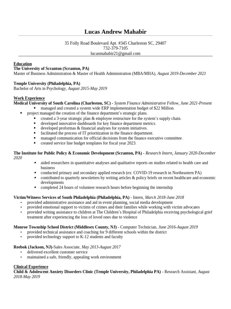 Updated Resume 2-15-22 | PDF | Physical Therapy | Health Care