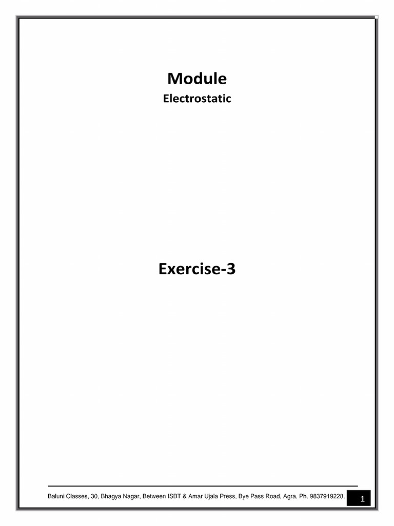 ModuleExercise3 Electrostatics | PDF