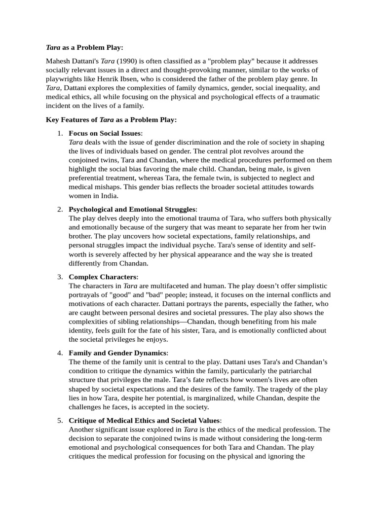 Tara as a Problem Play | PDF | Identity (Social Science) | Gender