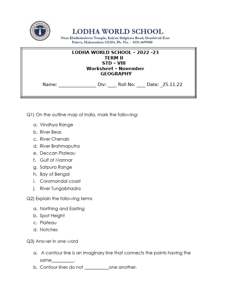 Geography Worksheet November | PDF | Cartography | Earth Sciences