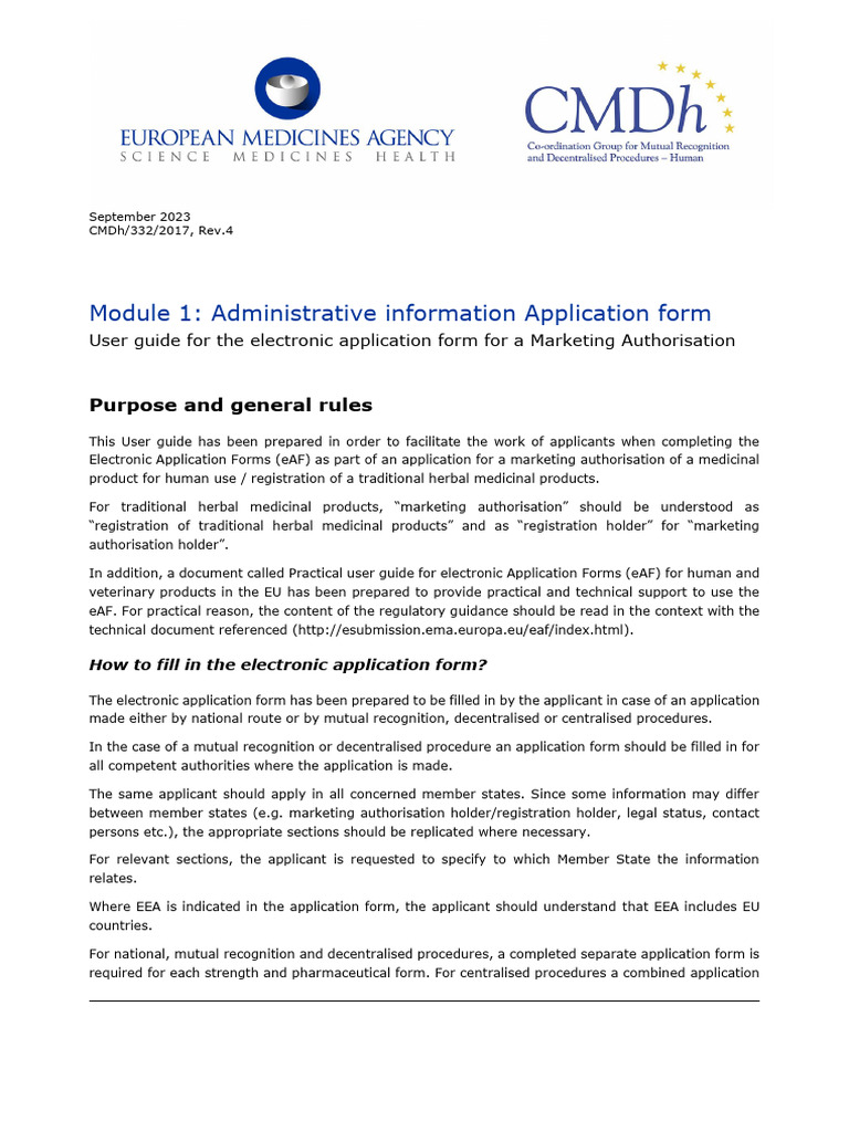 eAF User Guide for Marketing Authorisation | PDF