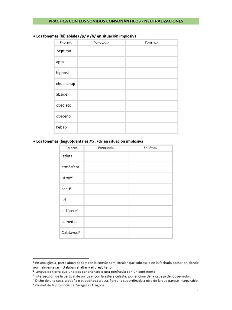 Práctica 1B. Transcripción Consonántica (Avanzado) | PDF | Fonología | Fonética