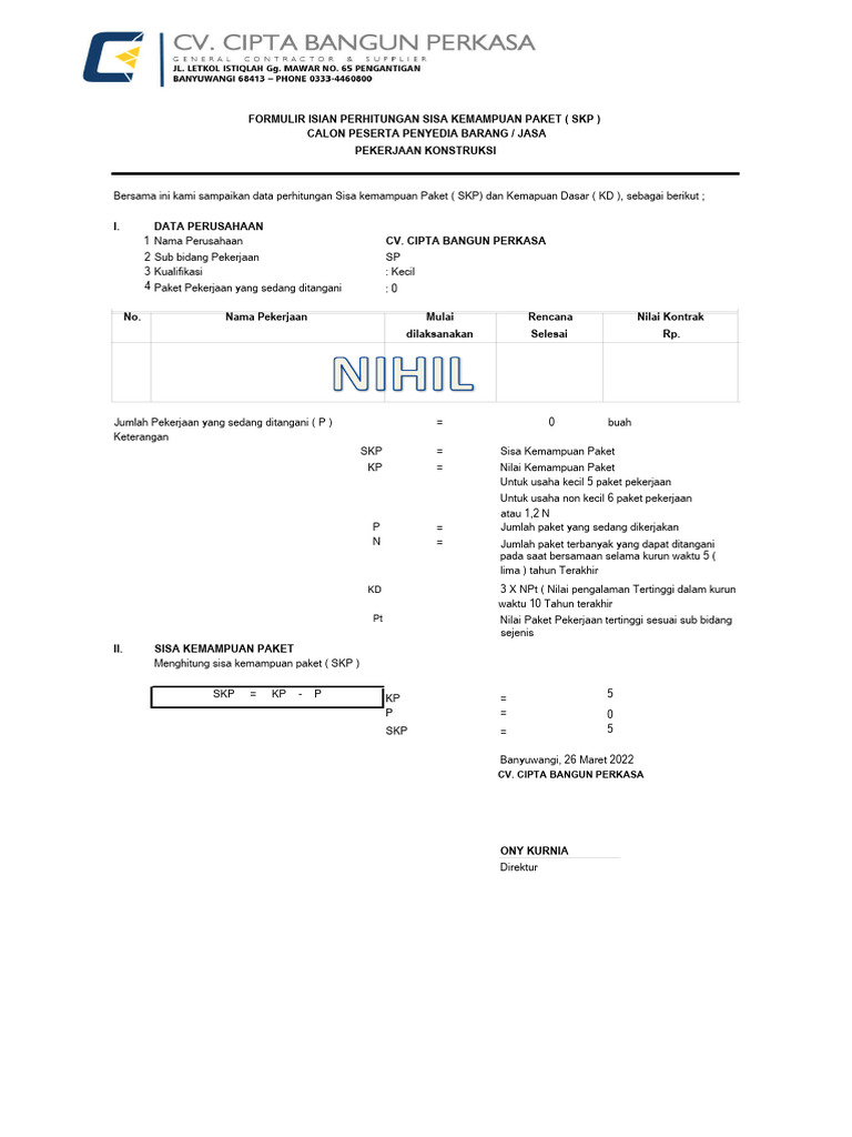SKP (Kurang TTD & Stempel) | PDF
