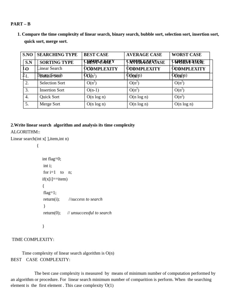 PART_B_DAA_UNIT_1 | PDF | Time Complexity | Algorithms