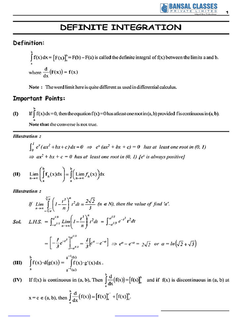 Definite Integration | PDF