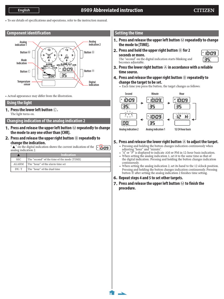 Citizen Ana Digi Temp 8989 | PDF