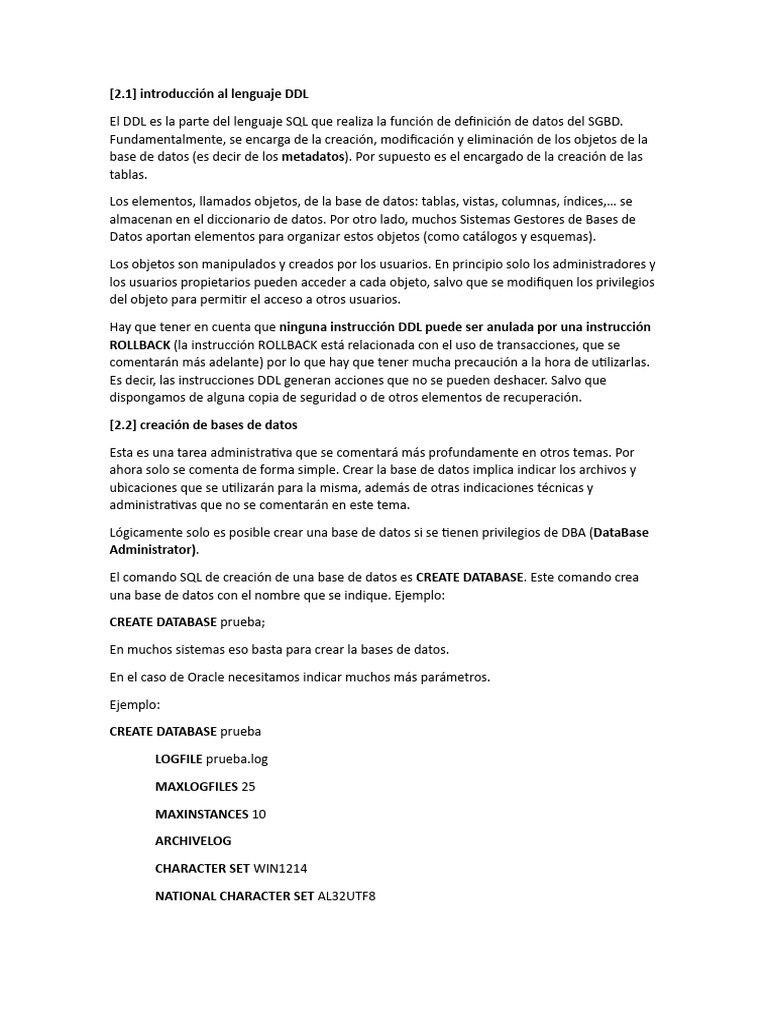 CREACION DE TABLAS EN SQL | PDF | SQL | Bases de datos CREACION DE TABLAS EN SQL | PDF | SQL | Bases de datos
