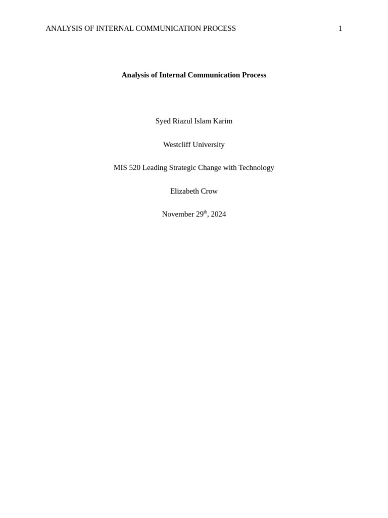 MIS550 Assignment WK5 Solution | PDF | Communication | Cognition