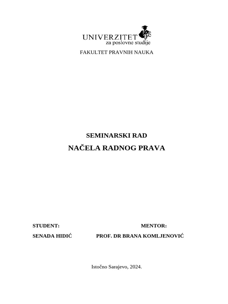 SEMINARSKI RAD NACELA RADNOG PRAVA | PDF