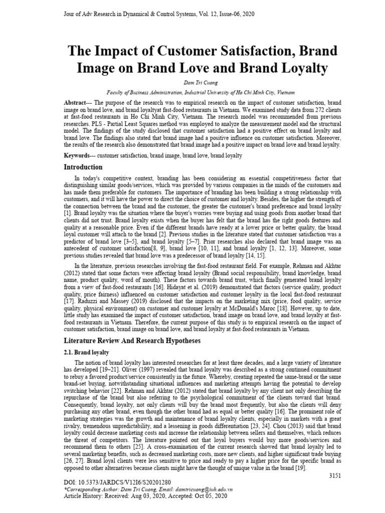 The Impactof Customer Satisfaction Brand Imageon Brand Loveand Brand ...