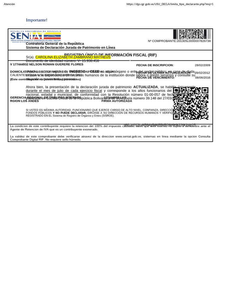 Formato Isls Declaracion Jurada Print y Rif | PDF | Impuestos | Gobierno