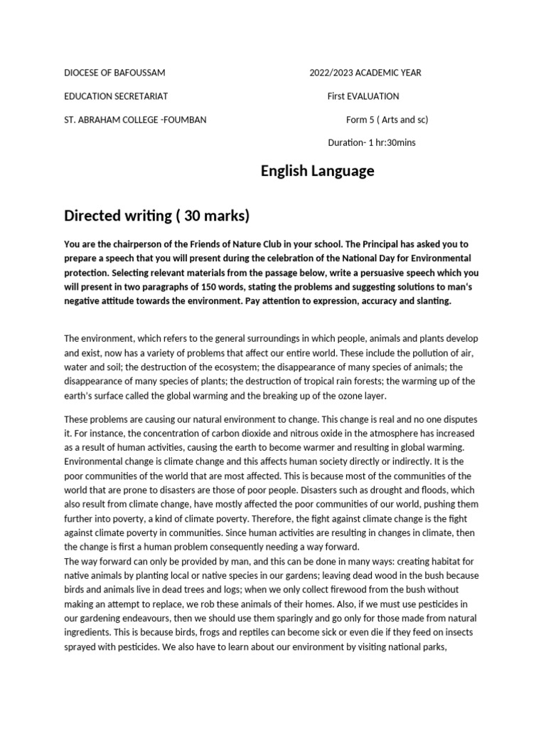 English Form 5 Eva 1 | PDF | Natural Environment | Soil