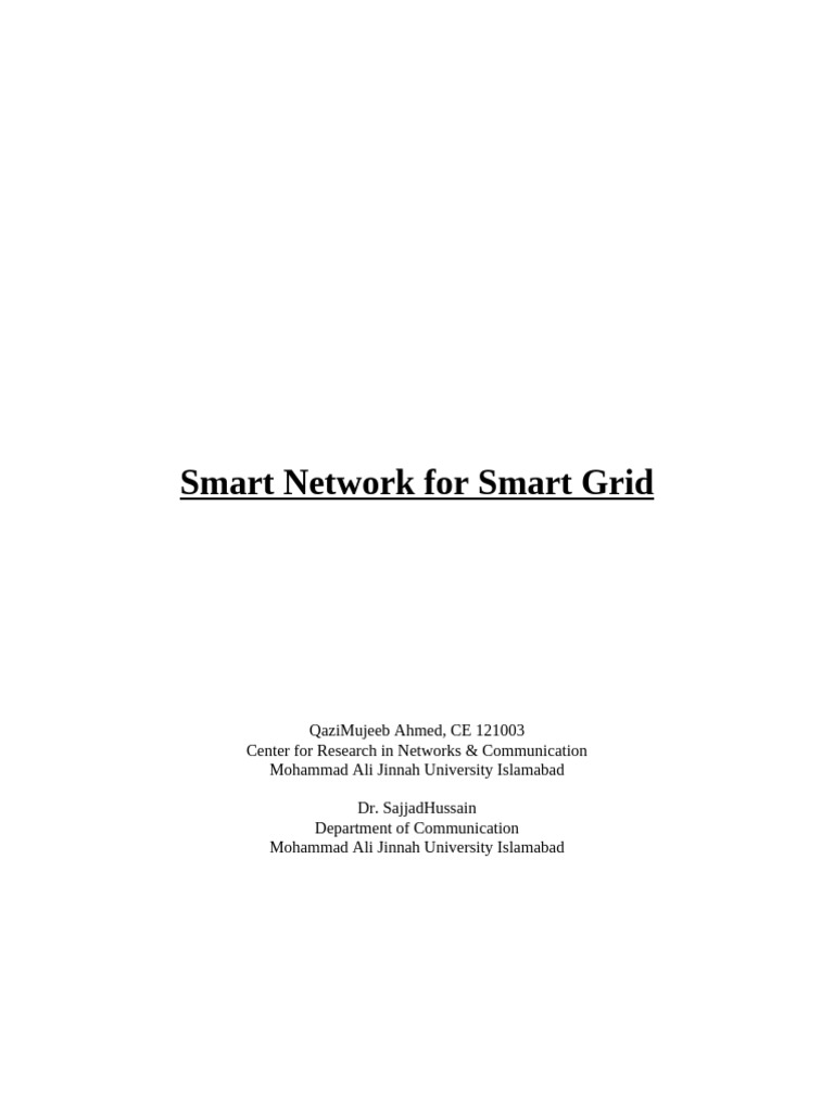 Research Paper Proposal, Qazi Mujeeb Ahmed, CE121003 | PDF | Computer Network | Smart Grid