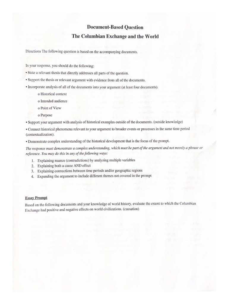 Columbian Exchange DBQ | PDF