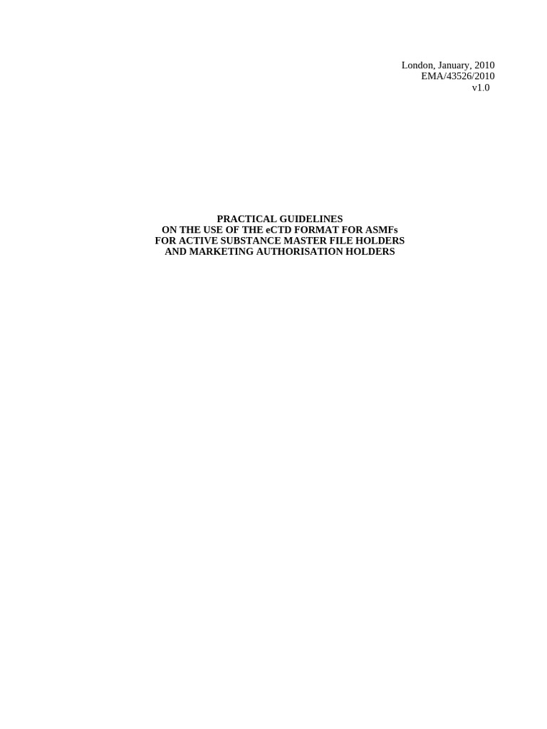 eCTD Guidelines for ASMF Holders | PDF | Metadata | Computer File