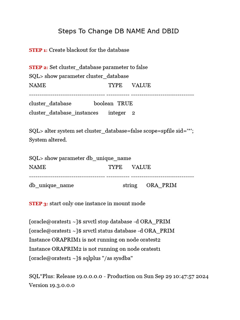 Changes DBNAME & DBID | PDF | Parameter (Computer Programming) | Databases
