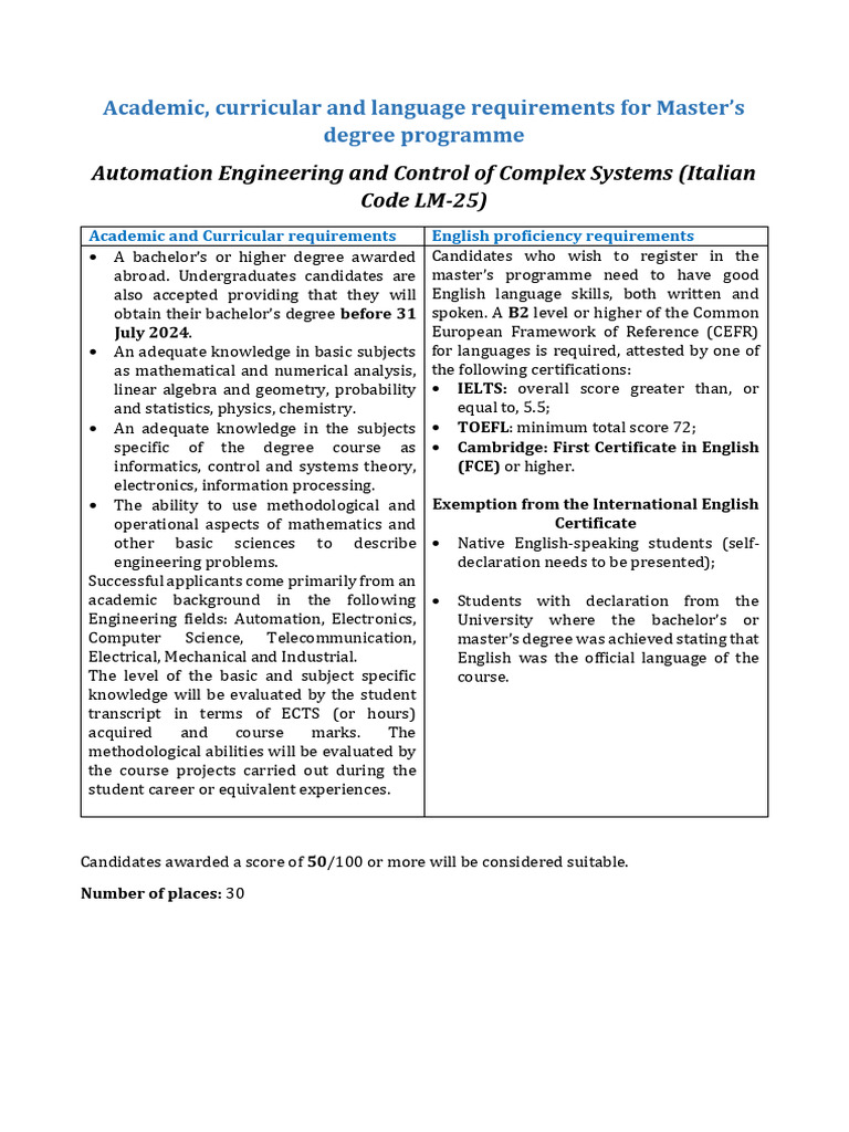 Academic Curricular and Language Requirements | PDF | Academic Degree ...