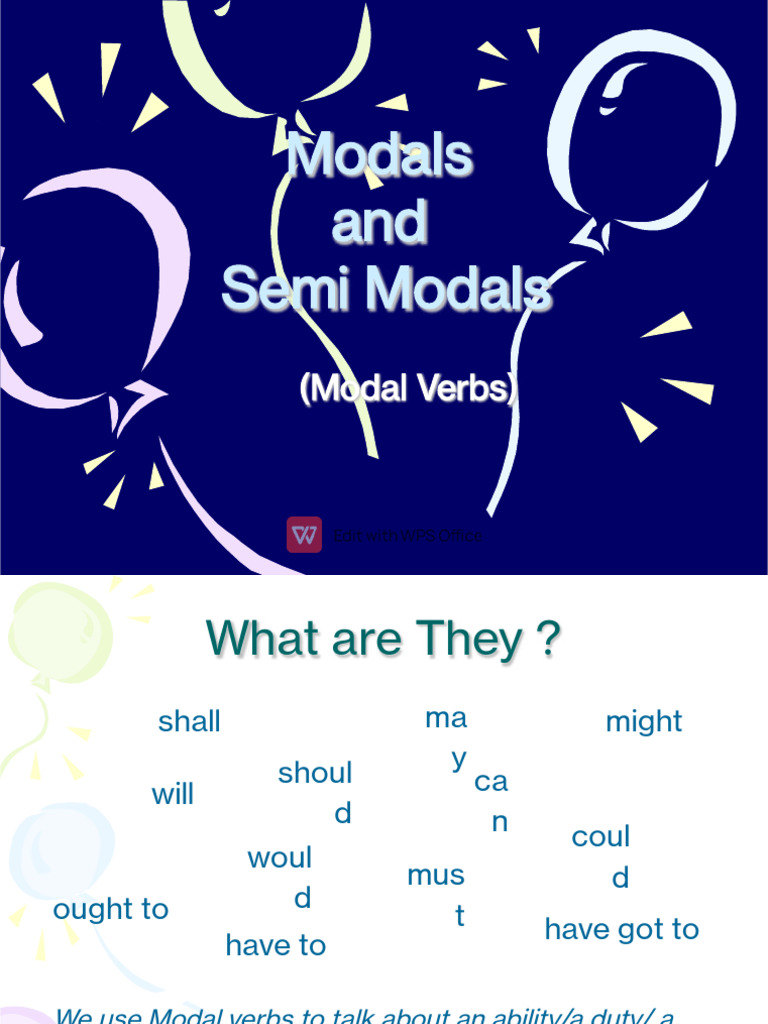 Understanding Modal and Semi-Modal Verbs | PDF | Grammatical Tense | Syntax