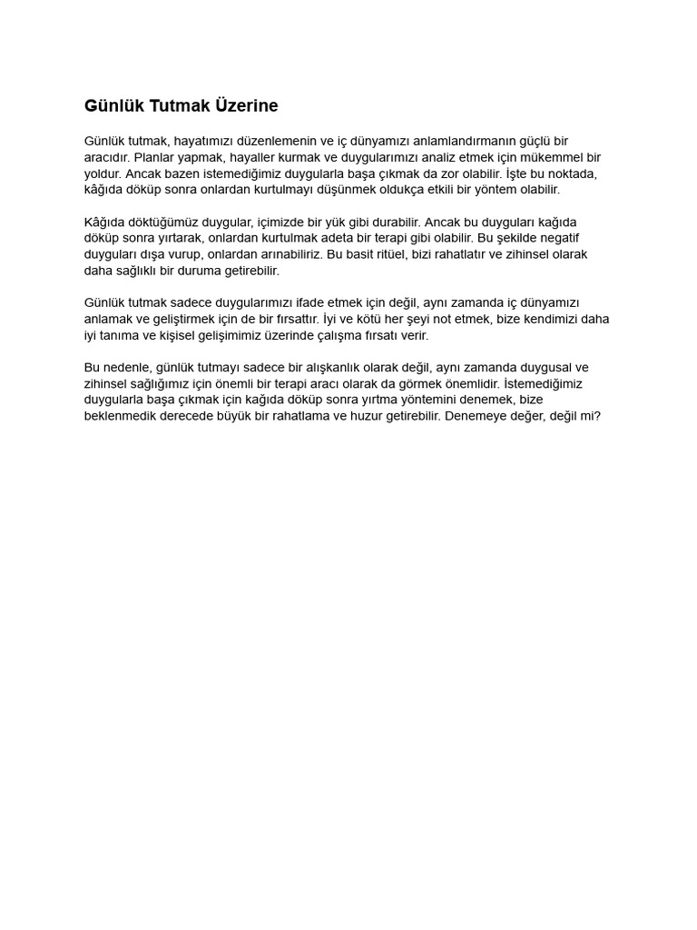 Günlük Tutmak Üzerine | PDF