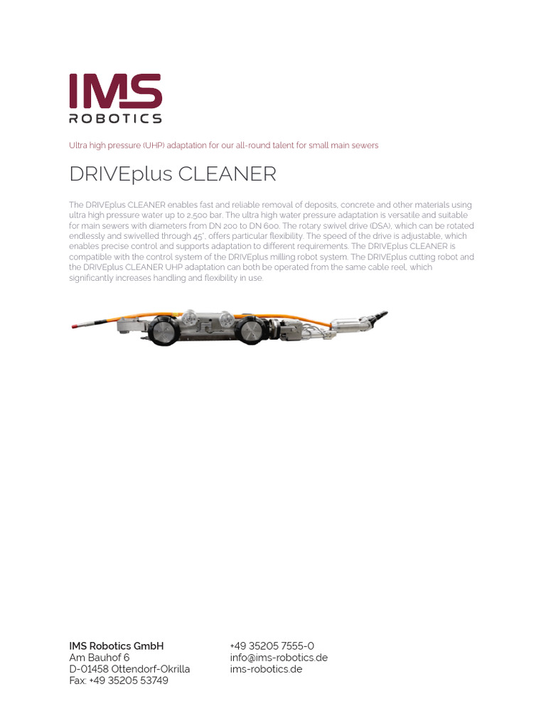 Ims Robotics Driveplus Cleaner | PDF