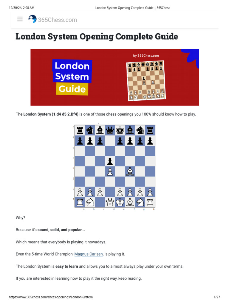London System Opening Complete Guide | PDF | Chess Openings | Abstract ...