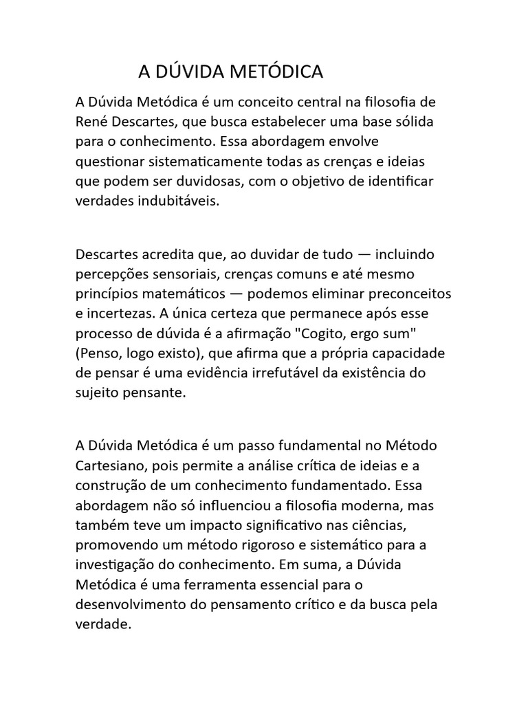 A Dúvida Métodica | PDF