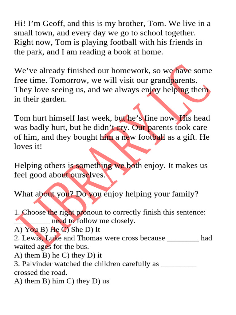 Pronouns Text. | PDF