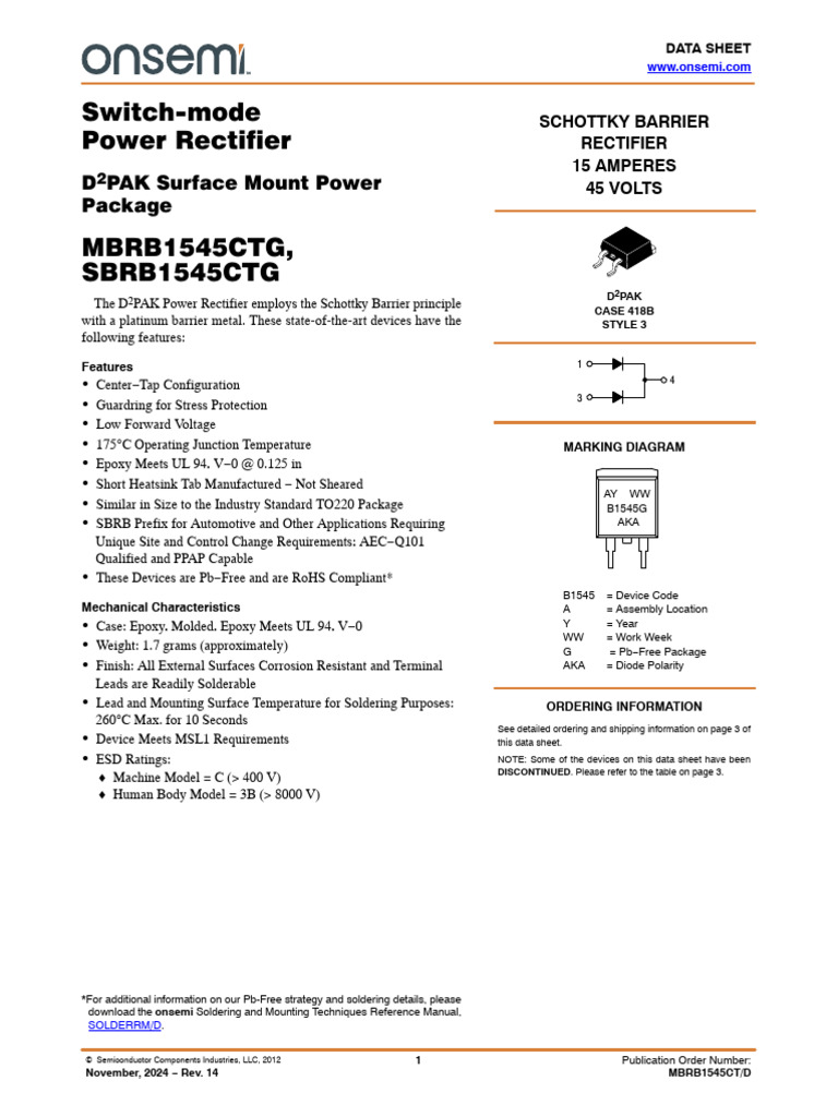 Schottky Rectifier Data Sheet | PDF | Rectifier | Physical Quantities
