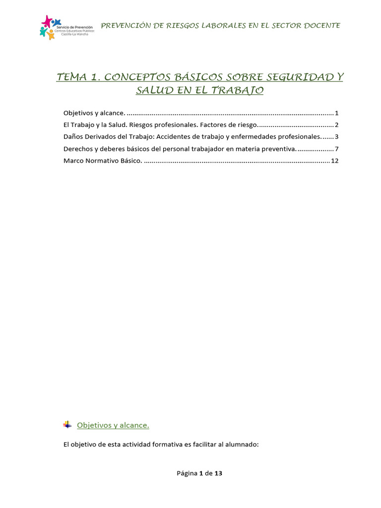 Tema 1 Conceptos Basicos Sobre Sys en El Trabajo | PDF | Derecho laboral | Seguridad y salud ...