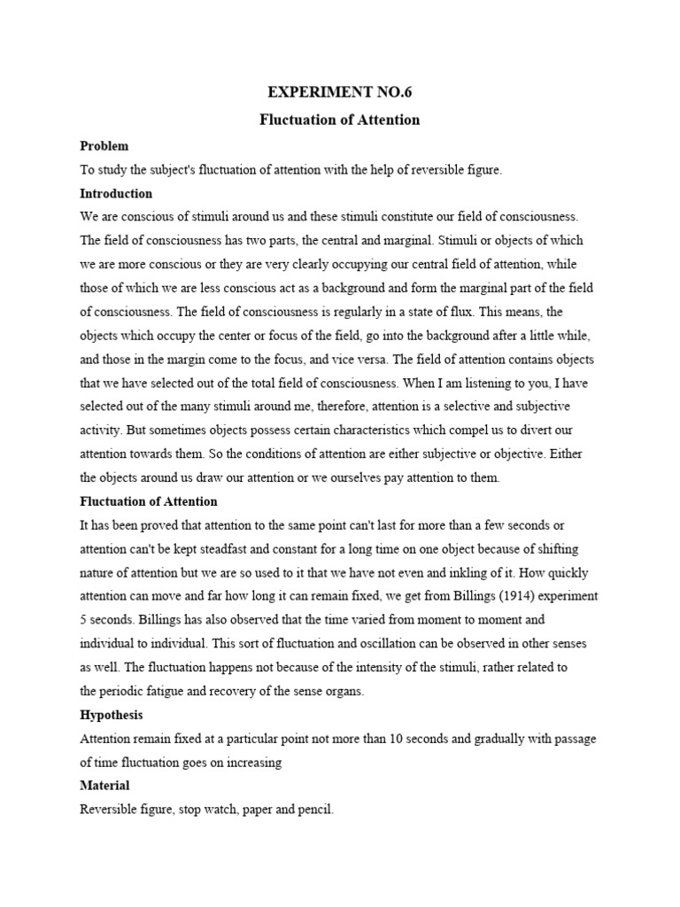 Attention Fluctuation Experiment Analysis | PDF | Attention | Experiment