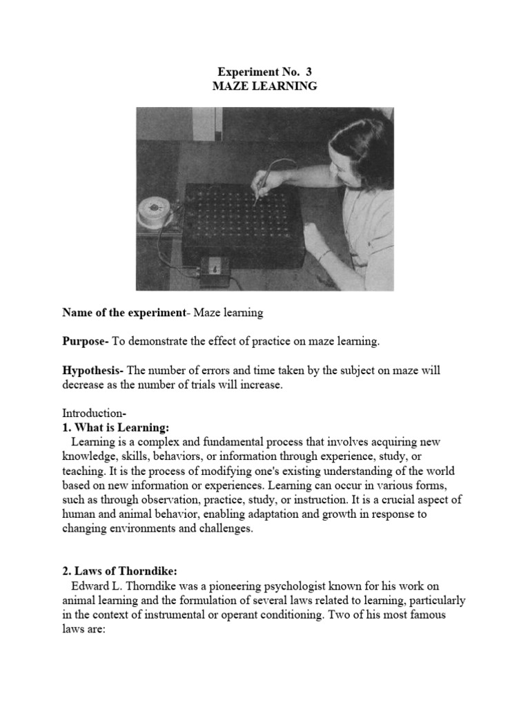 Maze Learning(1) | PDF | Learning | Cognitive Psychology