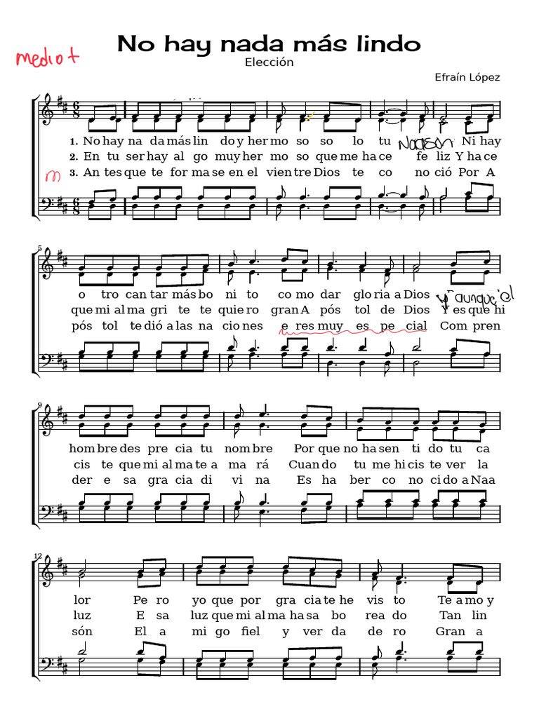No Hay Nada Más Lindo - Letra LLDML | PDF