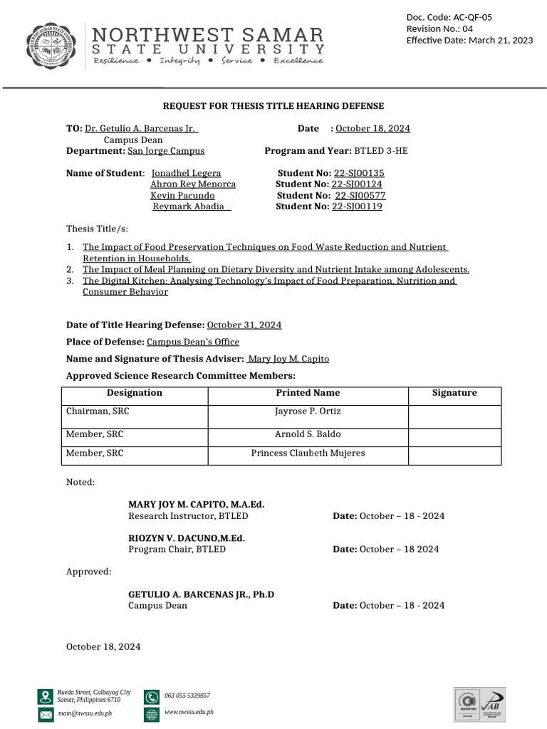 Title Hearing Letter Docs | PDF | Determinants Of Health | Nutrition