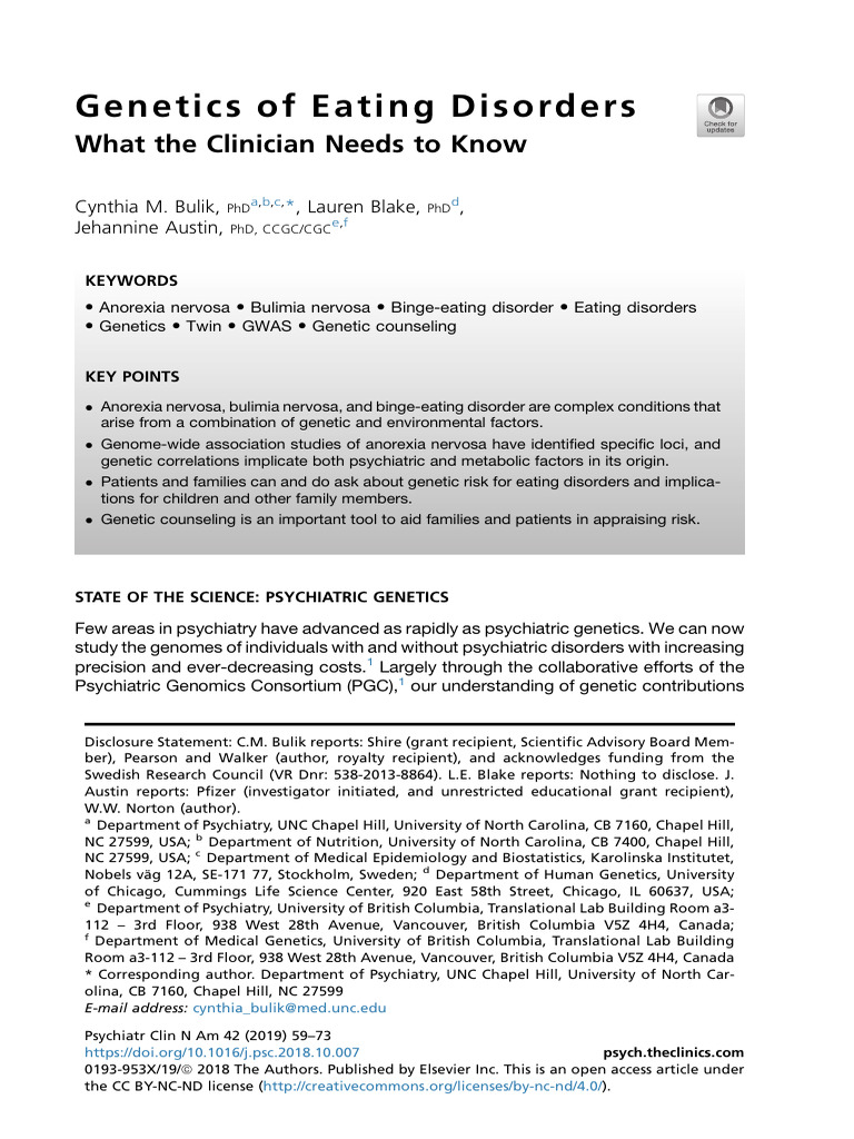 Genetics of Eating Disorders Psc | PDF | Genome Wide Association Study ...