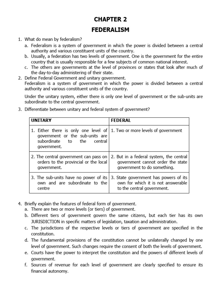 Understanding Federalism: Key Concepts | PDF | U.S. State | Political ...