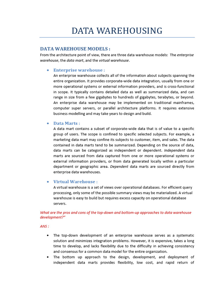Data Warehousing 2 | PDF | Data Warehouse | Information Science
