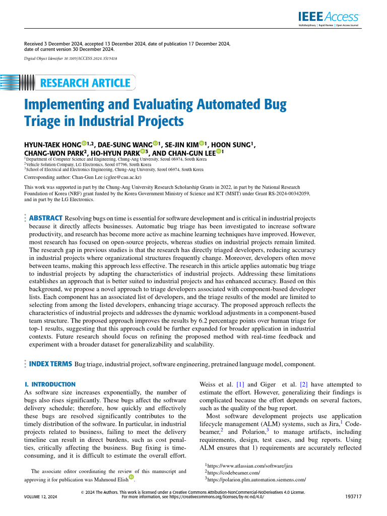 Implementing and Evaluating Automated Bug Triage in Industrial Projects | PDF | Software Bug ...