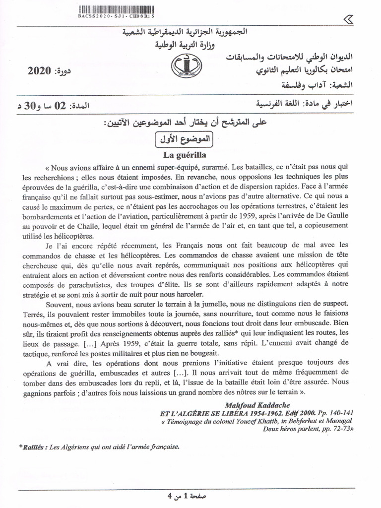Bac de Français 2020 Lettres | PDF