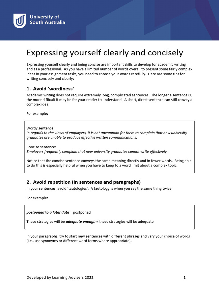 Expressing Yourself Clearly and Concisely - 2022 | PDF | Vocabulary ...