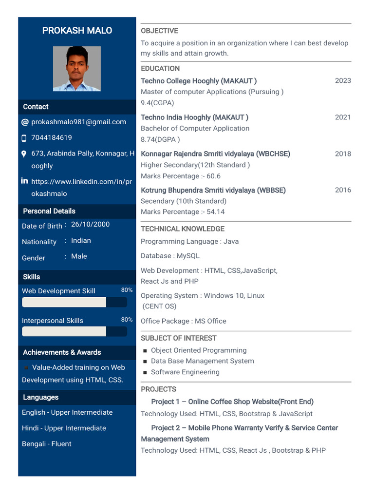 Prokash Malo - Prokash Malo | PDF | Web Development | Bootstrap (Front End Framework)