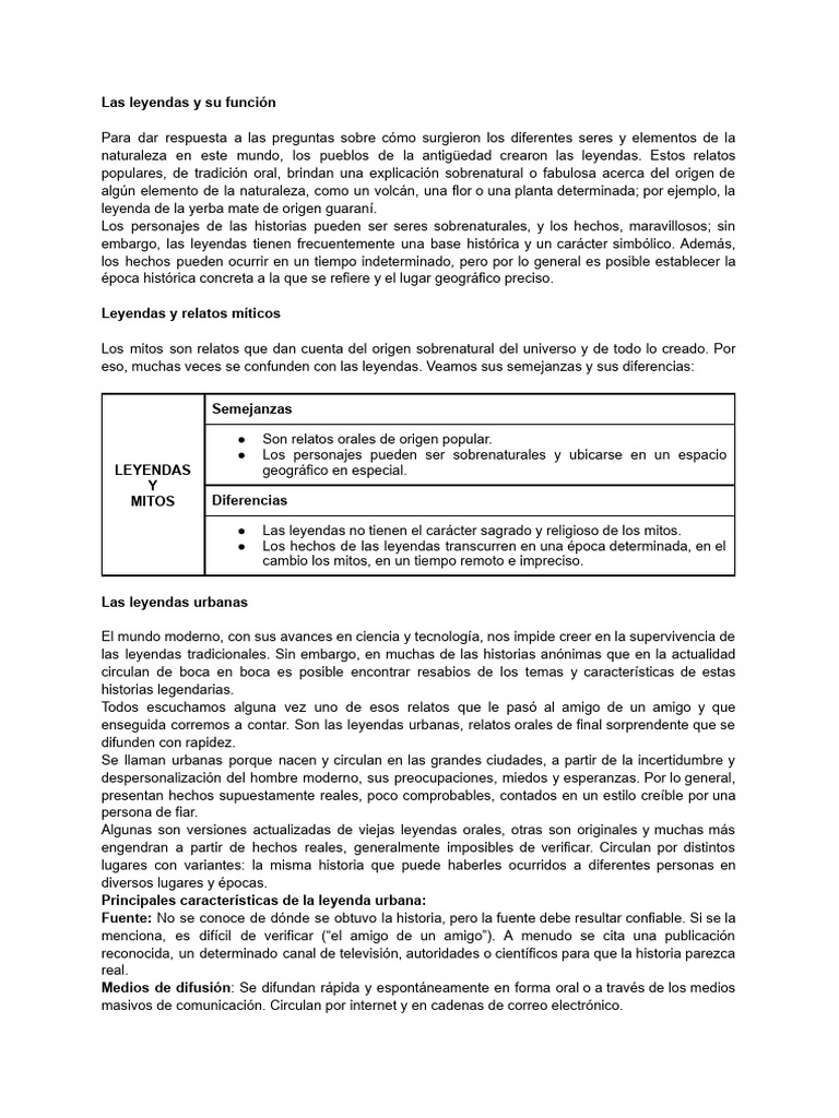 Función y características de las leyendas | PDF | Leyendas