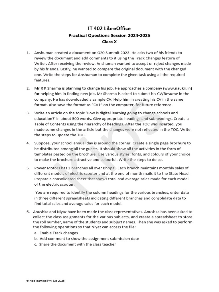 Practical List Class X | PDF | Databases | Spreadsheet