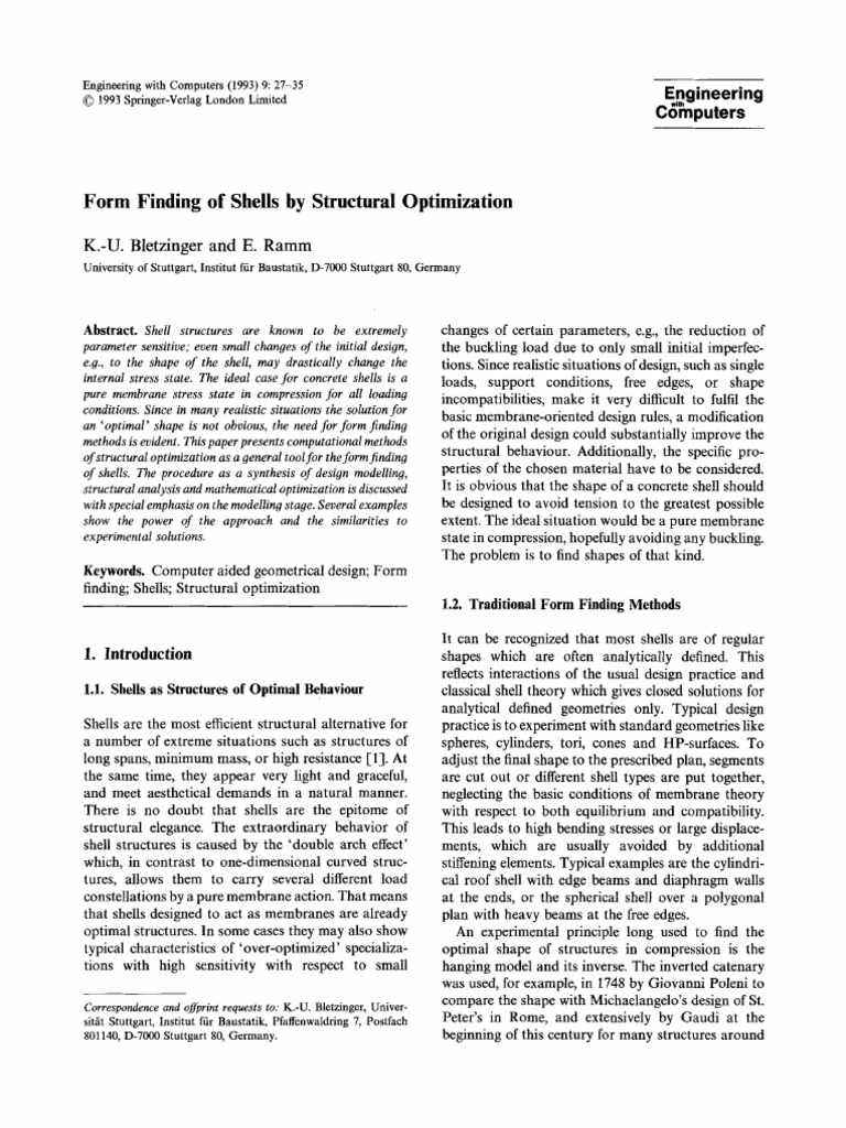 Form Finding of Shells by Structural Optimization | PDF | Mathematical Optimization | Geometry