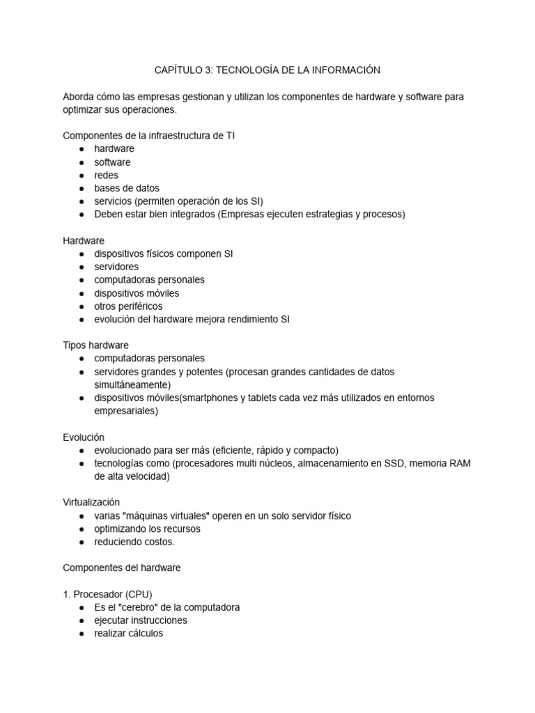 Seminario Capitulo 3 Resumen | PDF | Hardware de la computadora | Servidor (Computación)