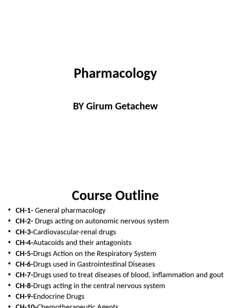 Comprehensive Pharmacology Course Outline | PDF | Drug Metabolism ...