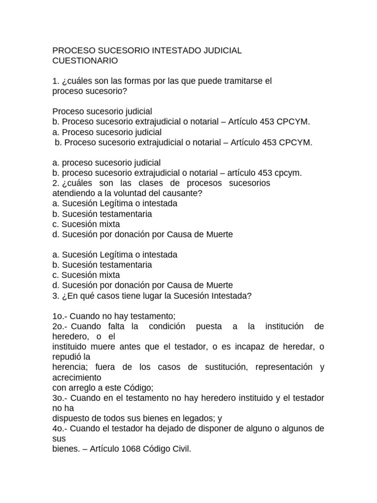 PROCESO SUCESORIO INTESTADO JUDICIAL | PDF | Intestacy | Herencia