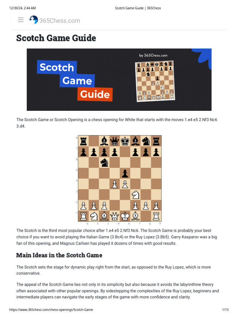 Scotch Game Guide Pdf Chess Openings Chess Theory